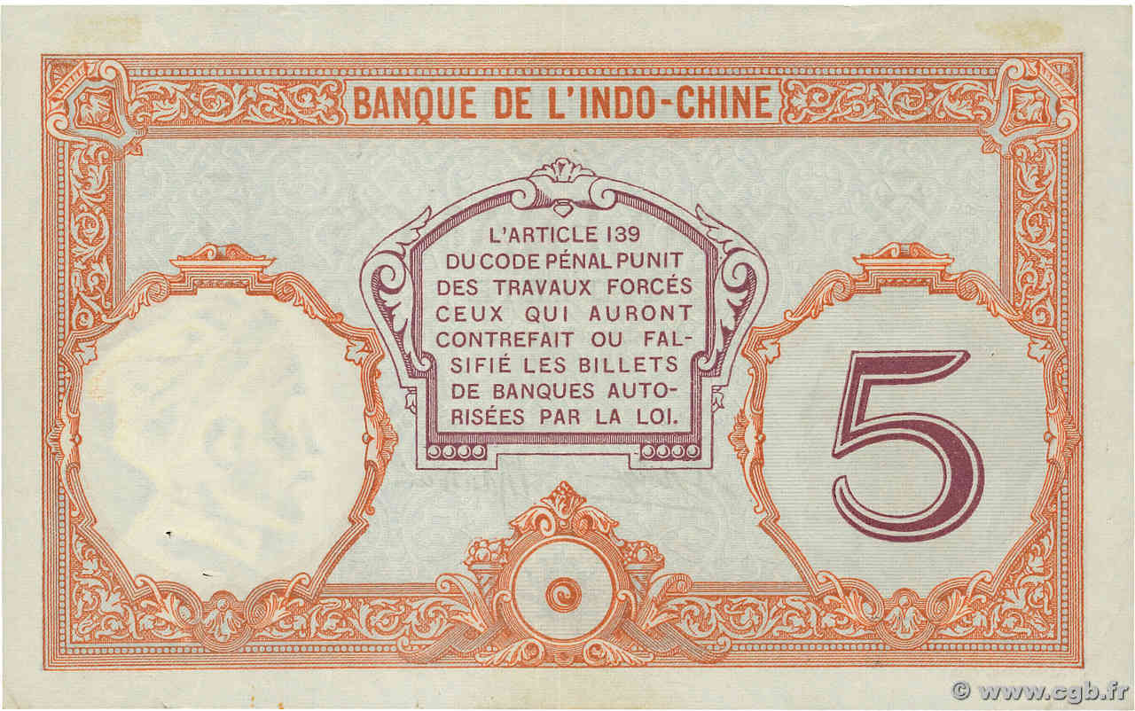 5 Francs TAHITI 1930 P.11c 500150 Billets