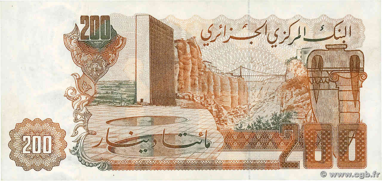 200 Dinars ALGÉRIE 1983 P.135a 500564 Billets