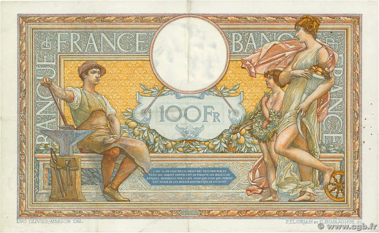 100 Francs LUC OLIVIER MERSON grands cartouches FRANCE 1933 F.24.12a ...