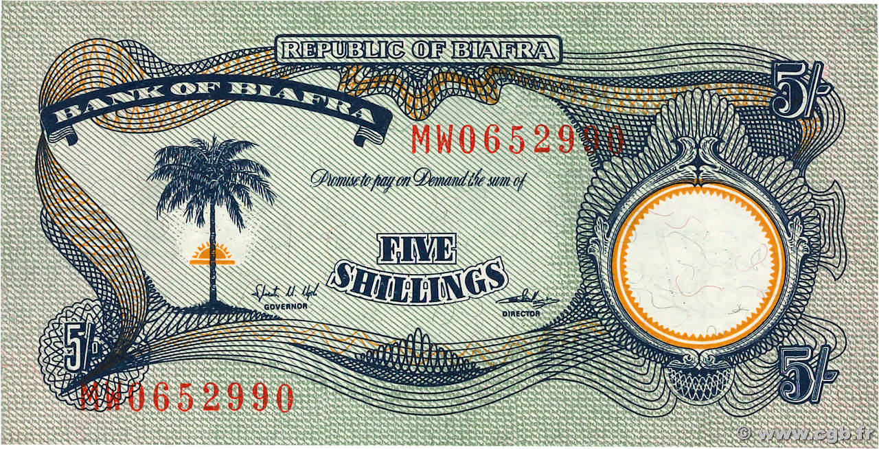 5 Shillings BIAFRA 1968 P.03a 501980 Banknotes