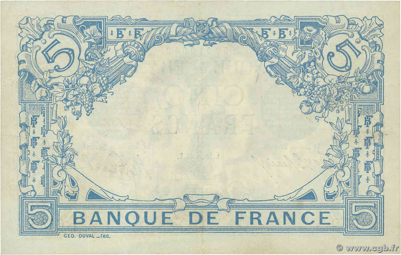 5 Francs BLEU FRANCE 1915 F.02.28 503523 Billets
