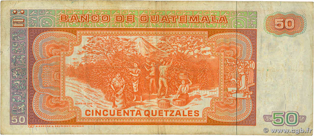 50 Quetzales GUATEMALA 1985 P.070 503750 Billets