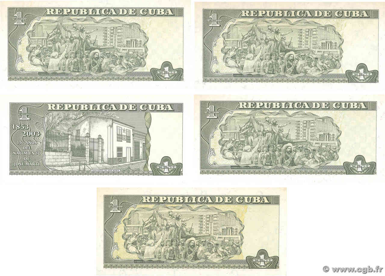 1 Peso Lot CUBA 2003 P.121(var) et P.125 504374 Billets