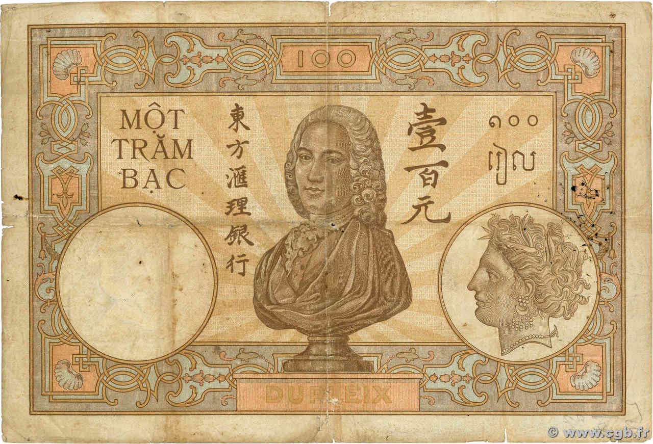 100 Piastres INDOCHINE FRANÇAISE 1927 P.051b 505344 Billets