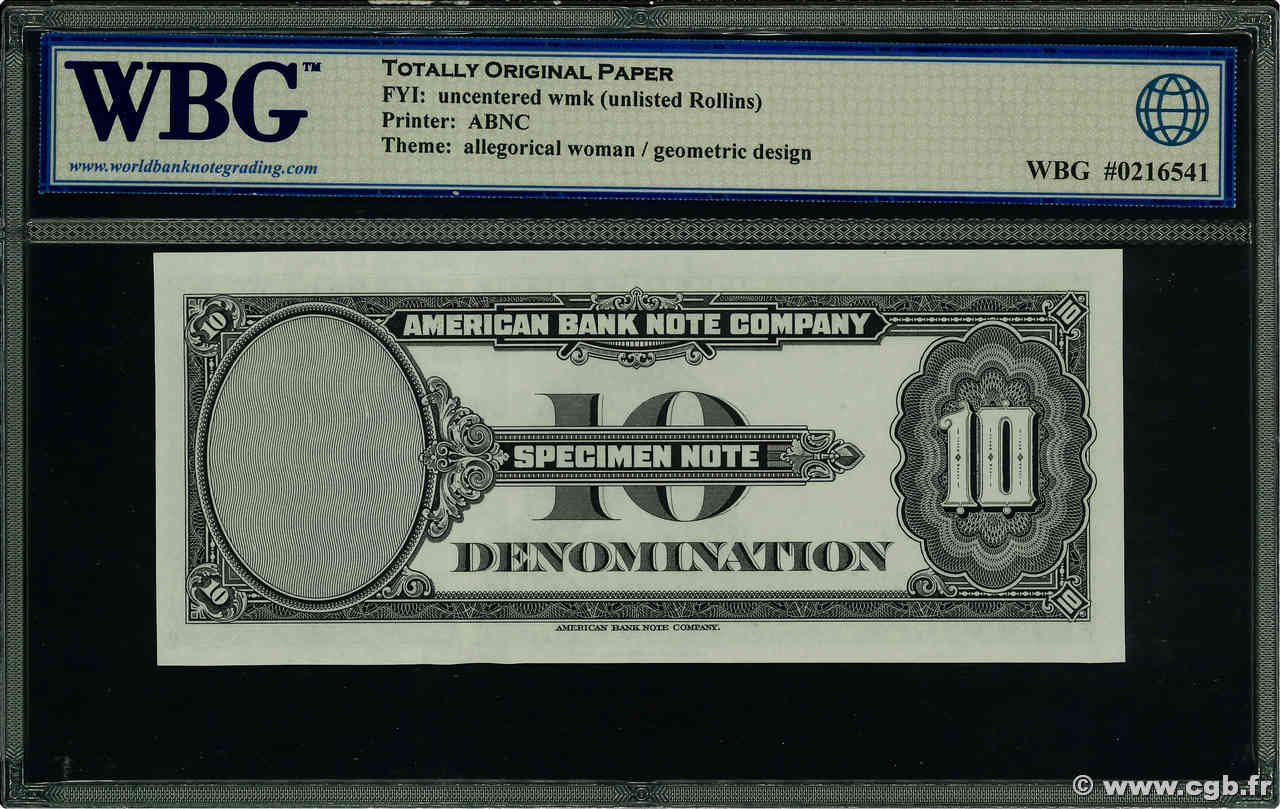 10 (Units) Test Note UNITED STATES OF AMERICA 1929 505486 Banknotes