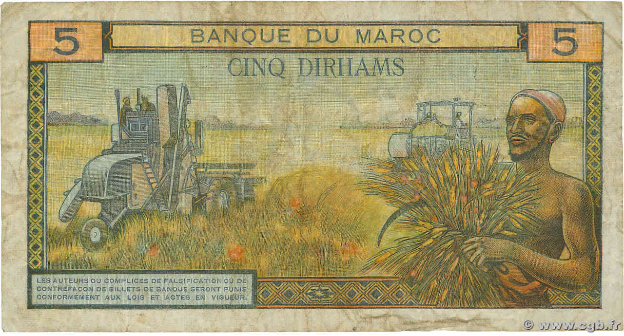 5 Dirhams MAROC 1960 P.53a 506447 Billets