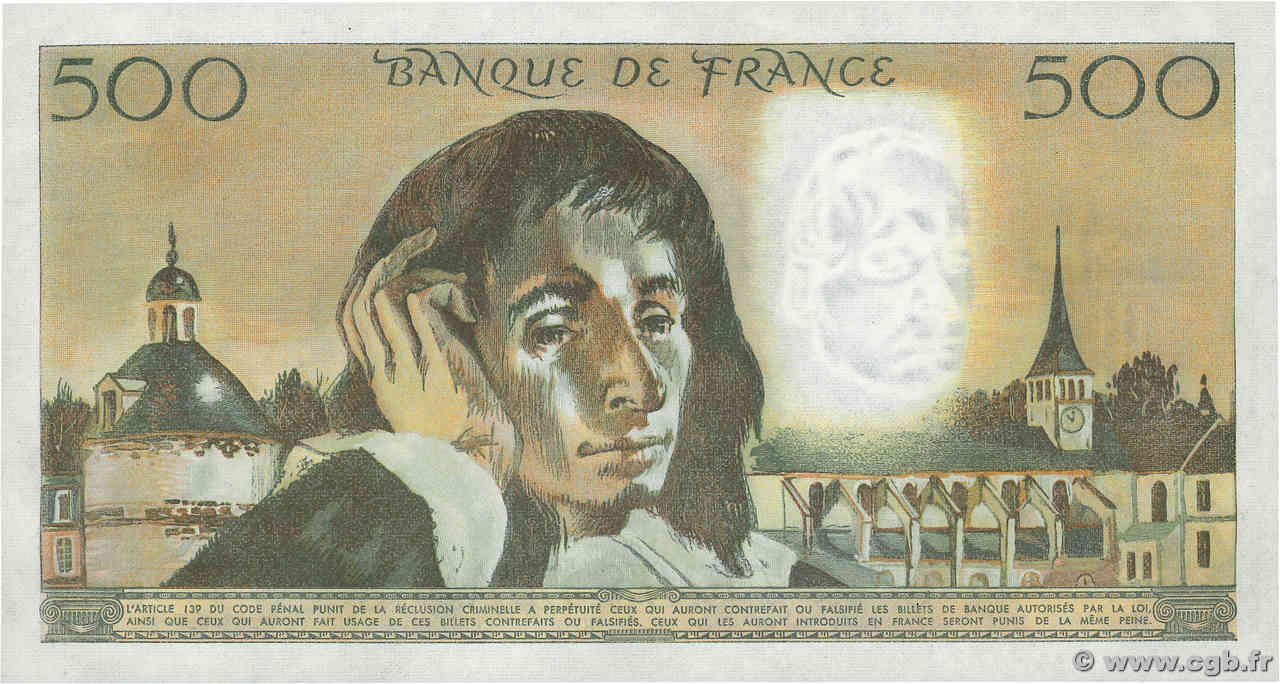500 Francs PASCAL FRANCE 1984 F.71.30 506829 Billets