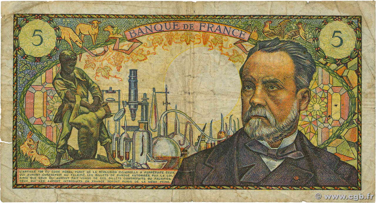 5 Francs PASTEUR FRANCE 1970 F.61.12 507056 Billets