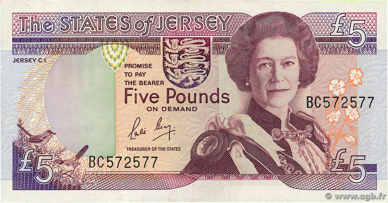 5 Pounds JERSEY 1989 P.16 507739 Banknotes
