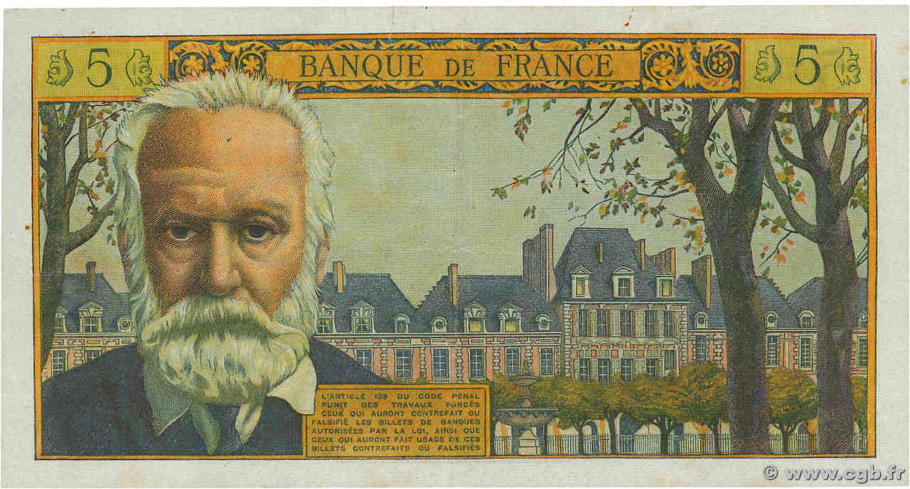 5 Nouveaux Francs VICTOR HUGO FRANCE 1962 F.56.11 509773 Billets