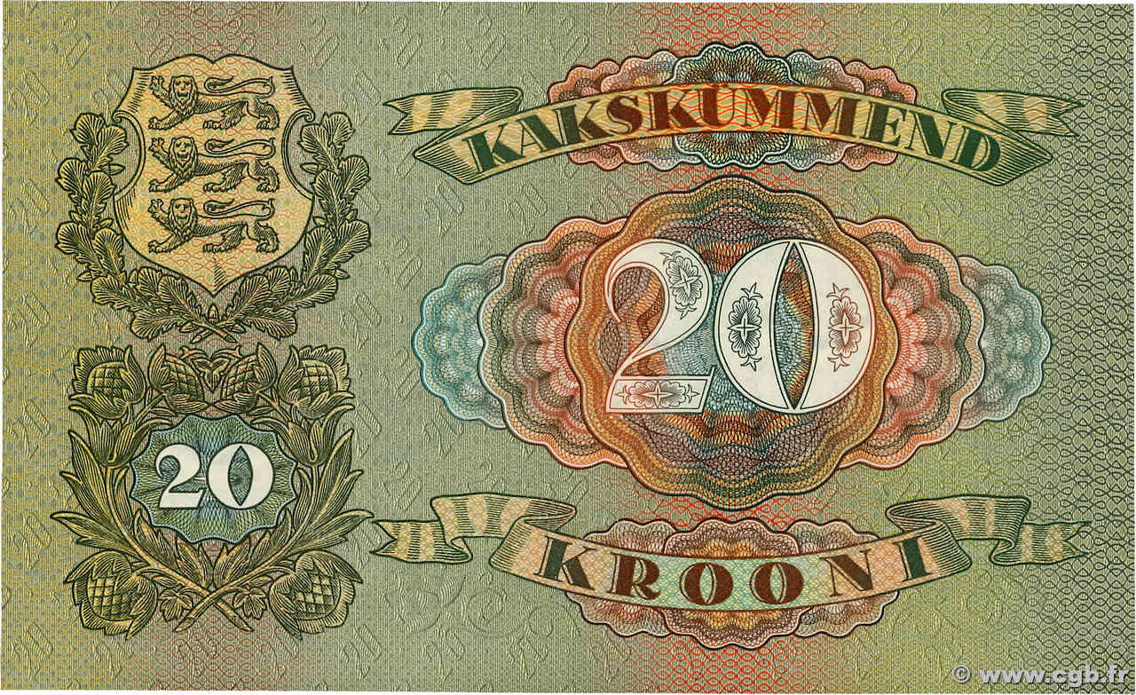 20 Krooni ESTONIE 1932 P.64 509884 Billets