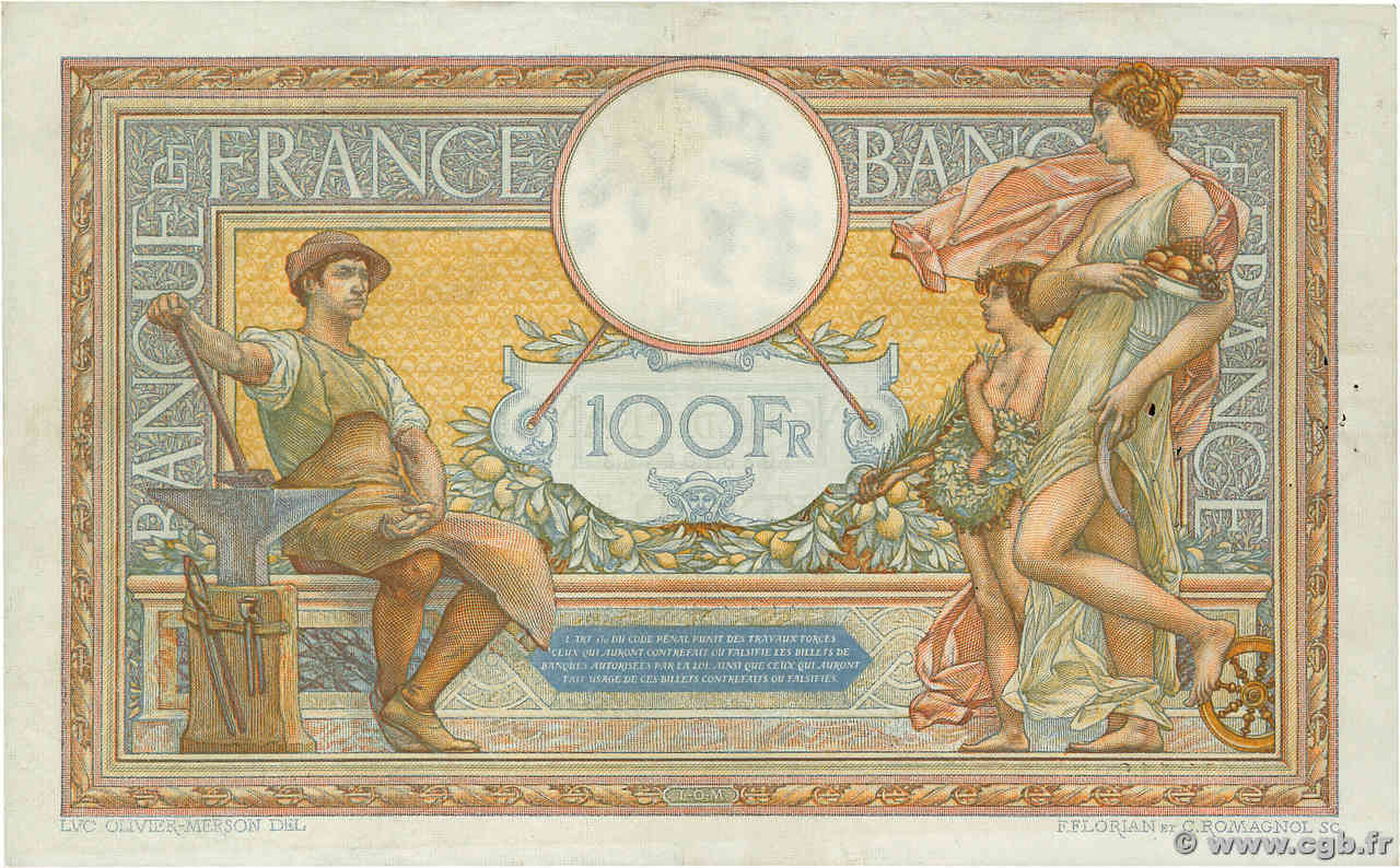 100 Francs LUC OLIVIER MERSON grands cartouches FRANCE 1933 F.24.12a ...