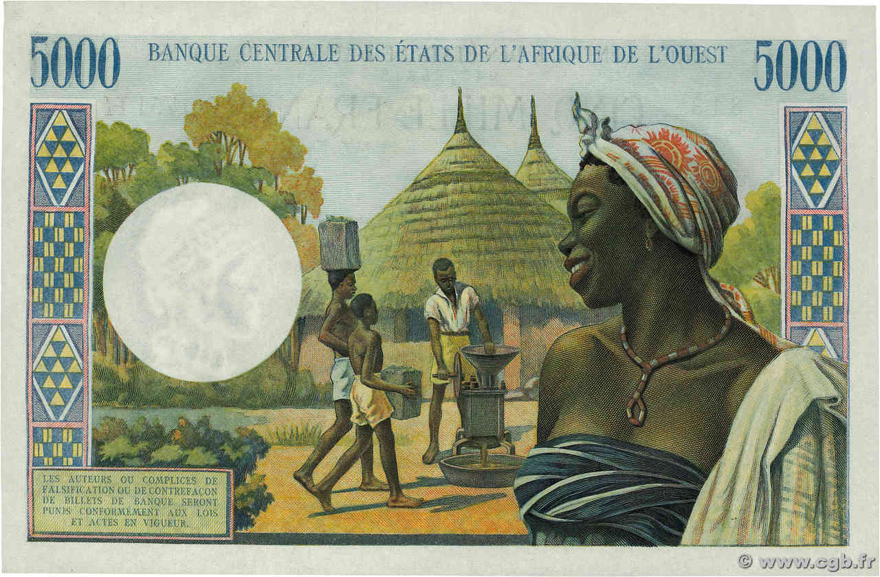 5000 Francs WEST AFRICAN STATES 1977 P.604Hk 510118 Banknotes