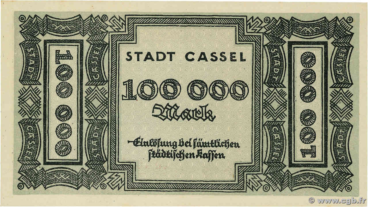 100000 Mark ALLEMAGNE Cassel 1923 510934 Billets