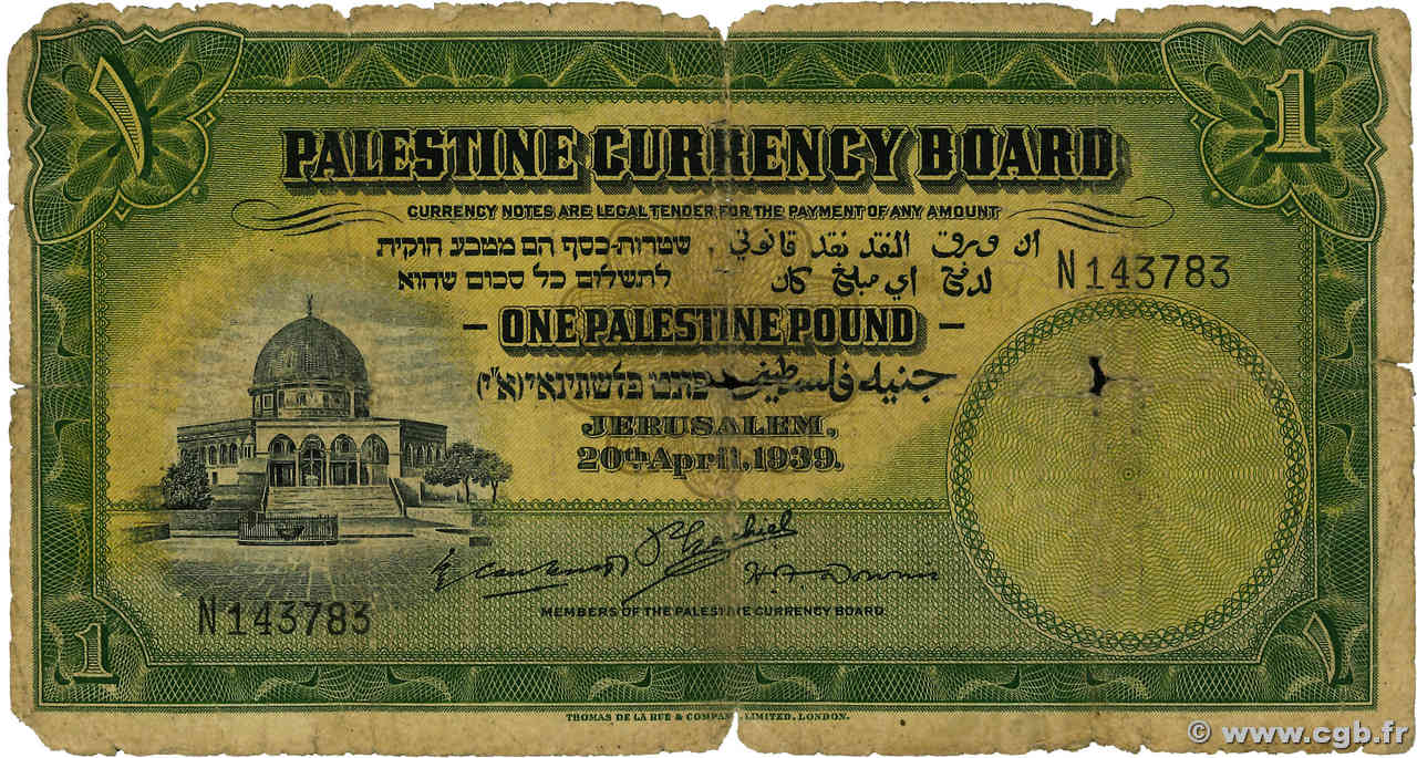 1 Pound PALESTINE 1939 P.07c 511929 Banknotes