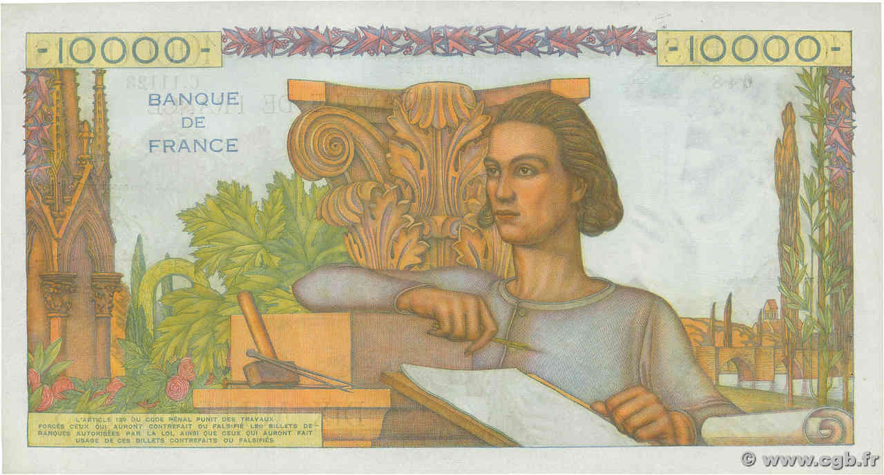 10000 Francs GÉNIE FRANÇAIS FRANCE 1956 F.50.80 512240 Billets