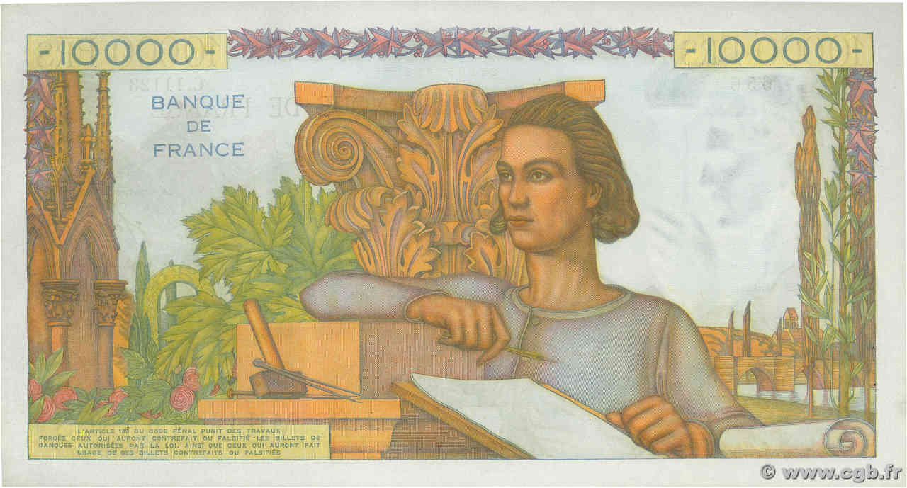10000 Francs GÉNIE FRANÇAIS FRANCE 1956 F.50.80 512243 Billets