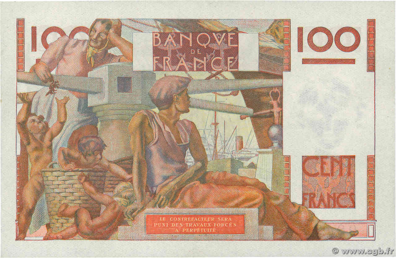 100 Francs JEUNE PAYSAN FRANCE 1946 F.28.04 512365 Billets