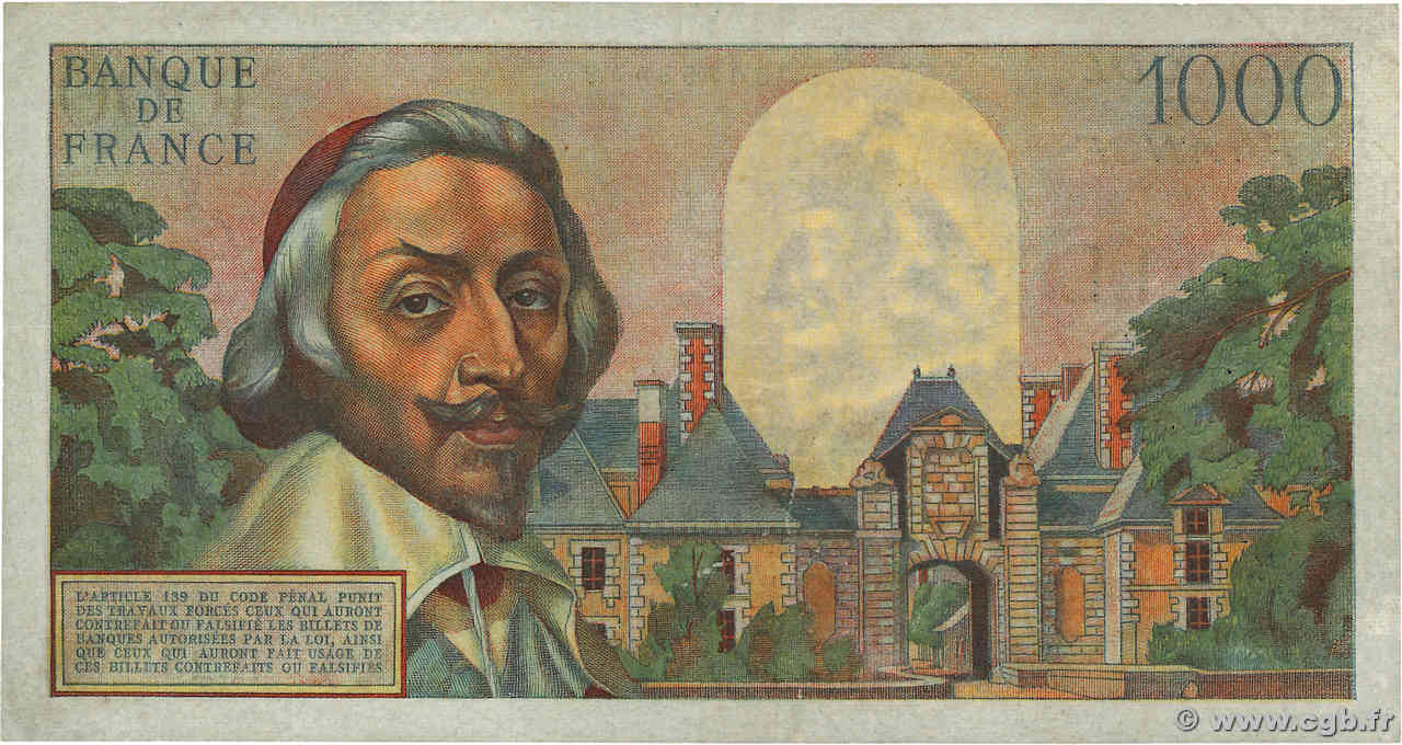 1000 Francs RICHELIEU FRANCE 1954 F.42.04 512394 Billets