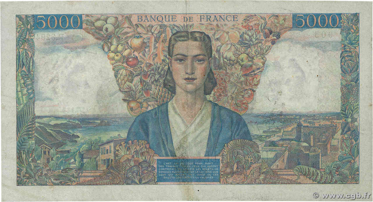 5000 Francs EMPIRE FRANÇAIS FRANCE 1947 F.47.59 512404 Billets