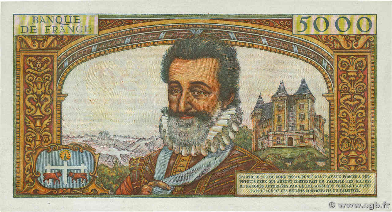 50 NF sur 5000 Francs HENRI IV FRANCE 1959 F.54.02 512419 Billets