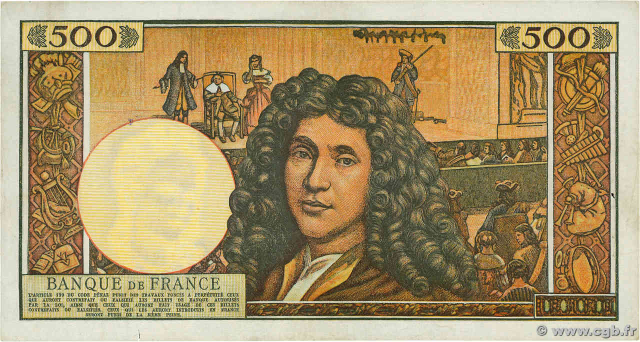 500 Nouveaux Francs MOLIÈRE FRANCE 1966 F.60.09 512428 Billets