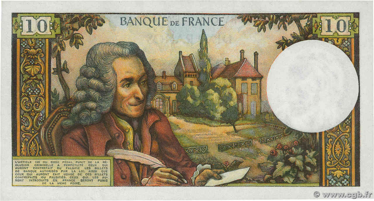 10 Francs VOLTAIRE FRANCE 1970 F.62.42 512432 Billets