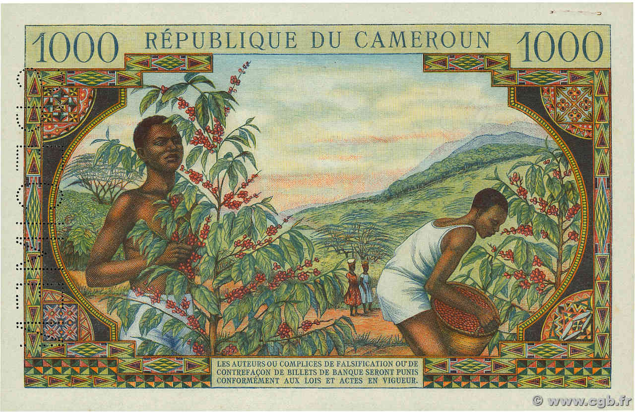 1000 Francs Spécimen CAMEROON 1961 P.07s 513203 Banknotes