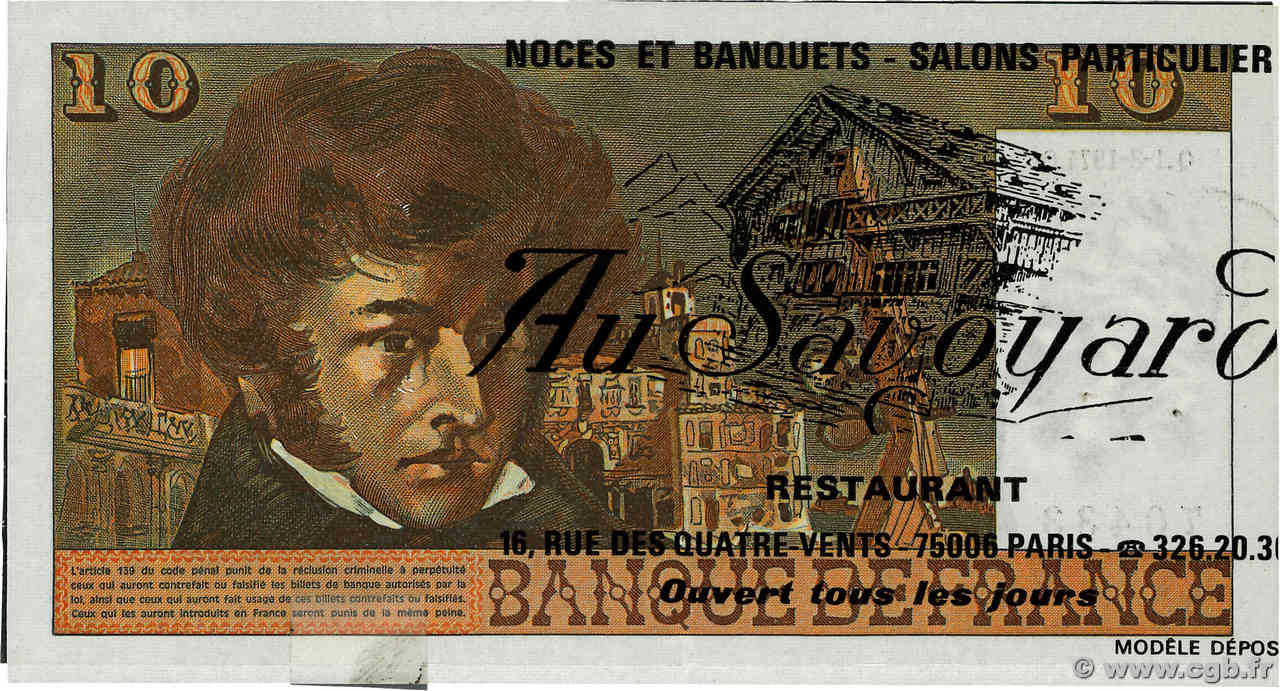 10 Francs BERLIOZ Publicitaire FRANCE 1974 F.63.06 513353 Billets