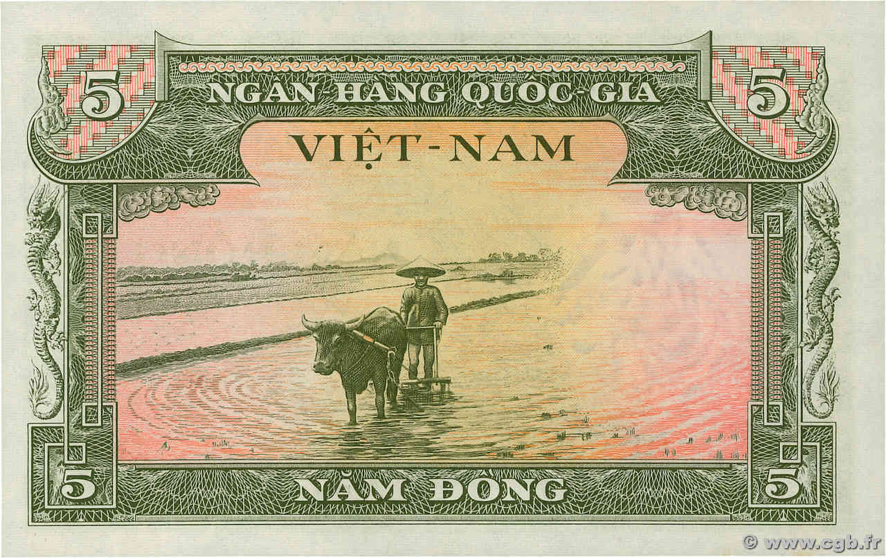 5 Dong SOUTH VIETNAM 1955 P.02a 513370 Banknotes