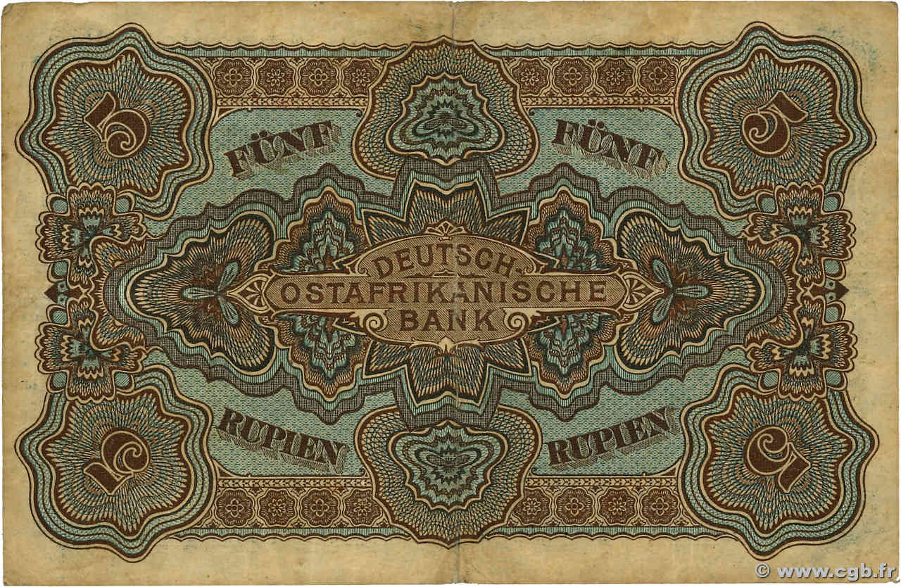 5 Rupien GERMAN EAST AFRICA 1905 P.01 513379 Banknotes