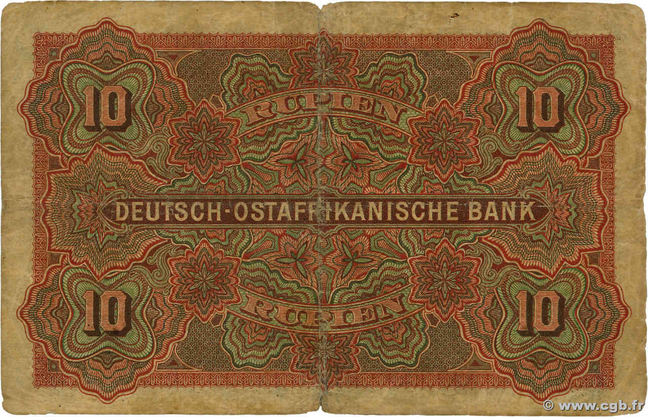 10 Rupien GERMAN EAST AFRICA 1905 P.02 513380 Banknotes