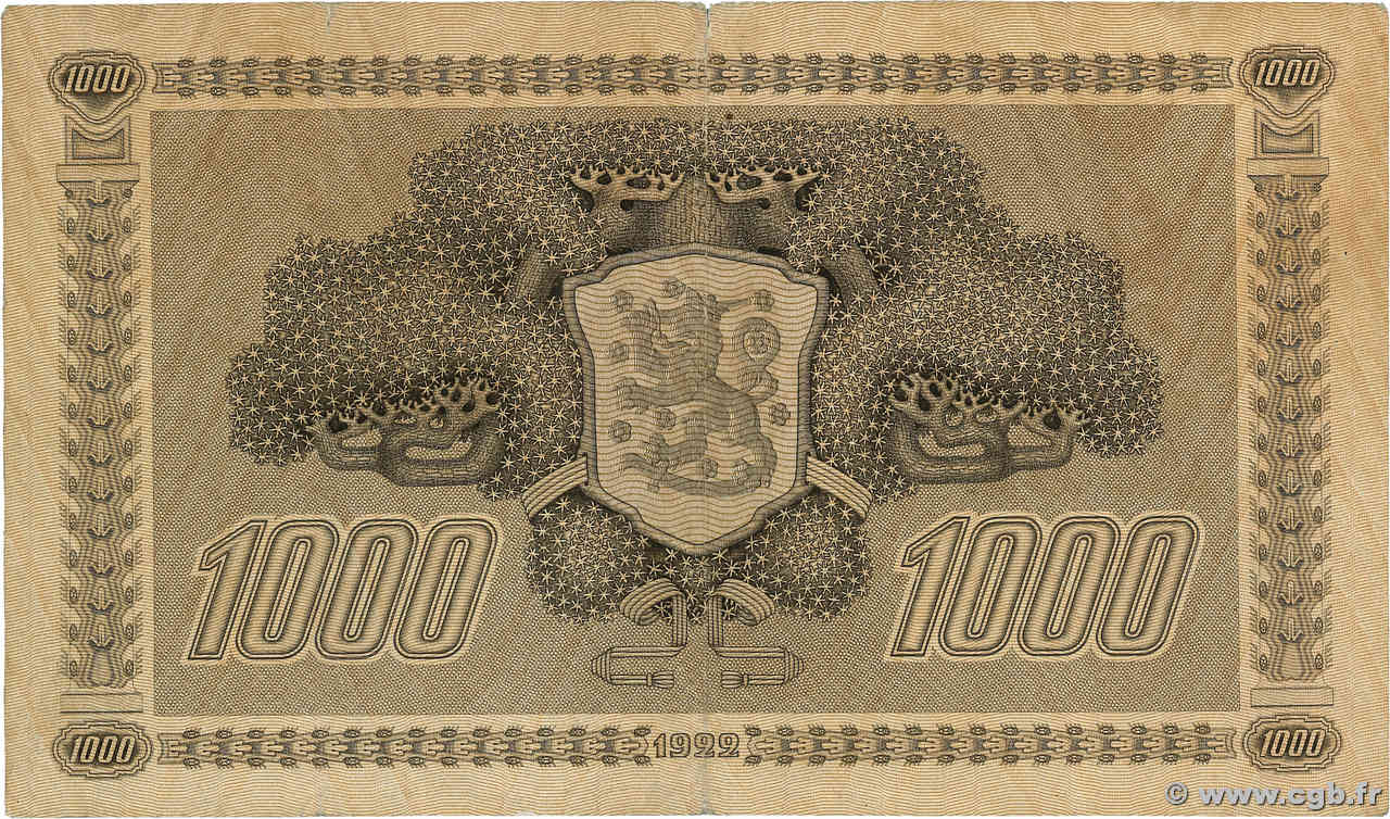 1000 Markkaa FINLAND 1922 P.067a 513383 Banknotes