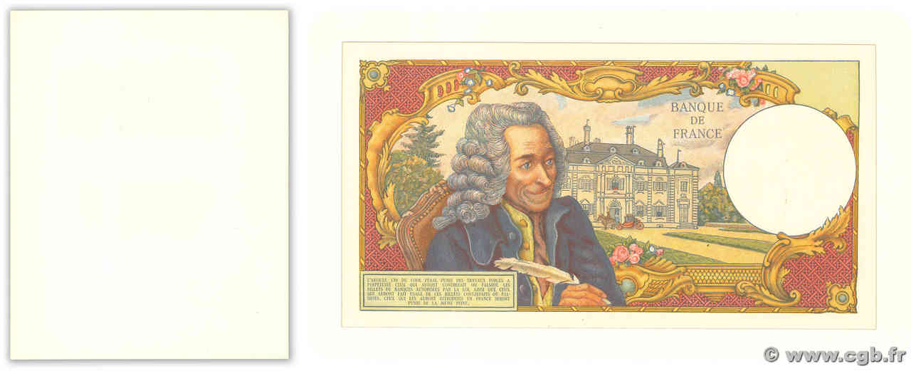 10 Francs VOLTAIRE Non émis FRANCE 1960 NE.1960 514577 Billets