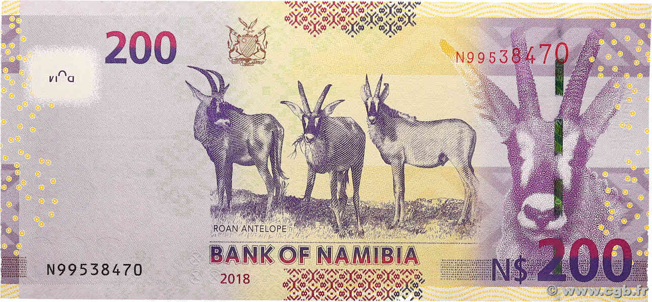 200 Namibia Dollars NAMIBIA 2018 P.15 516357 Banknotes