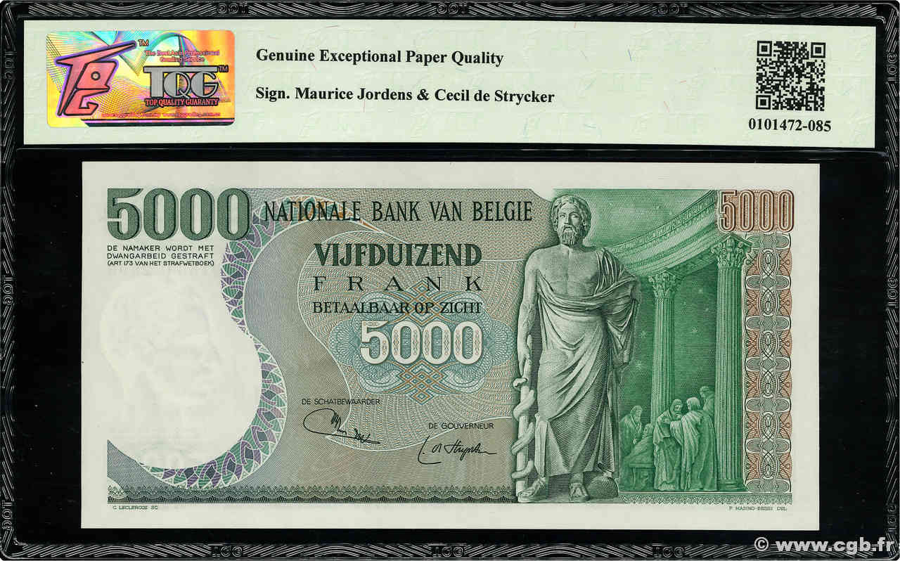 5000 Francs BELGIQUE 1975 P.137a 520047 Billets