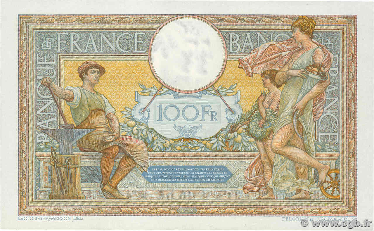 100 Francs LUC OLIVIER MERSON grands cartouches FRANCE 1937 F.24.16 ...