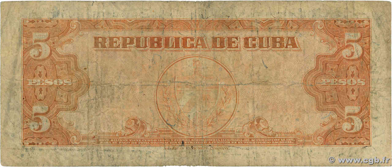 5 Pesos CUBA 1949 P.078b 521216 Banknotes