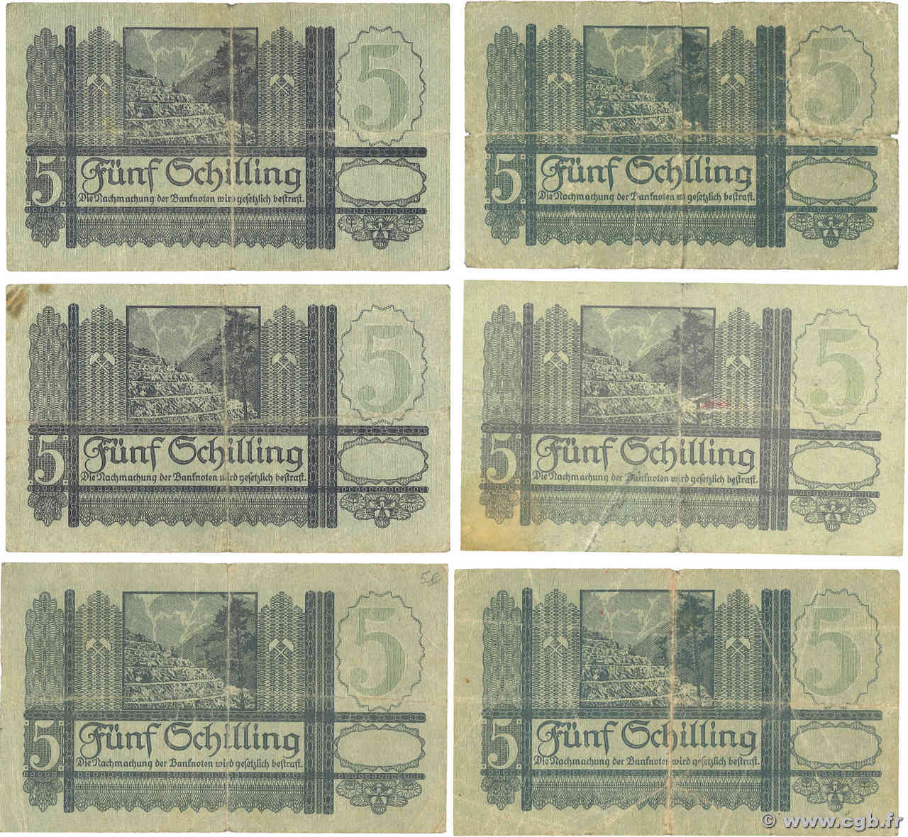 5 Schilling Lot AUSTRIA 1945 P.121 521445 Banknotes