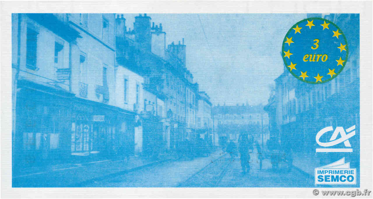 3 Euro Spécimen FRANCE regionalism and miscellaneous Dijon 1996 522390 ...