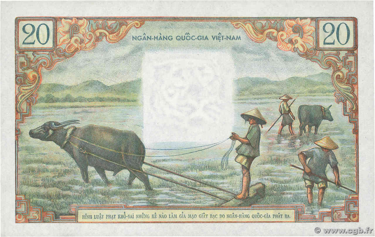20 Dong SOUTH VIETNAM 1956 P.04a 523330 Banknotes