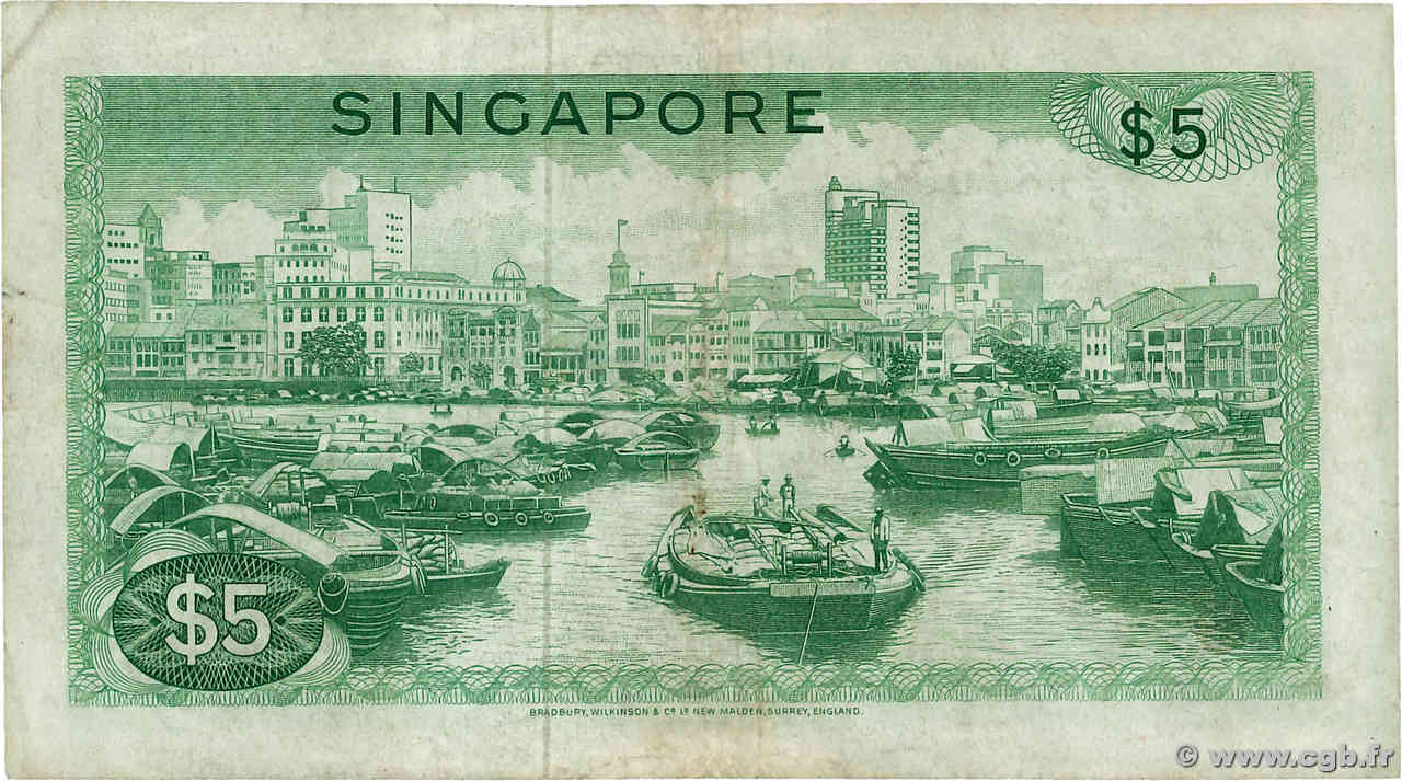 5 Dollars SINGAPOUR 1967 P.02a 523558 Billets