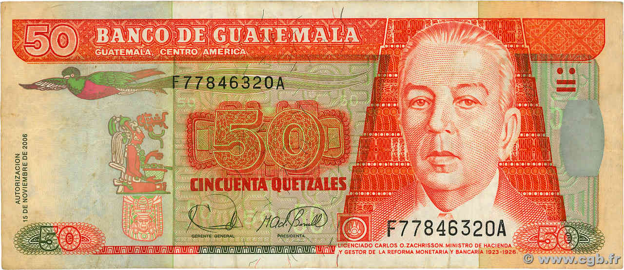 50 Quetzales GUATEMALA 2006 P.113a 525971 Billets