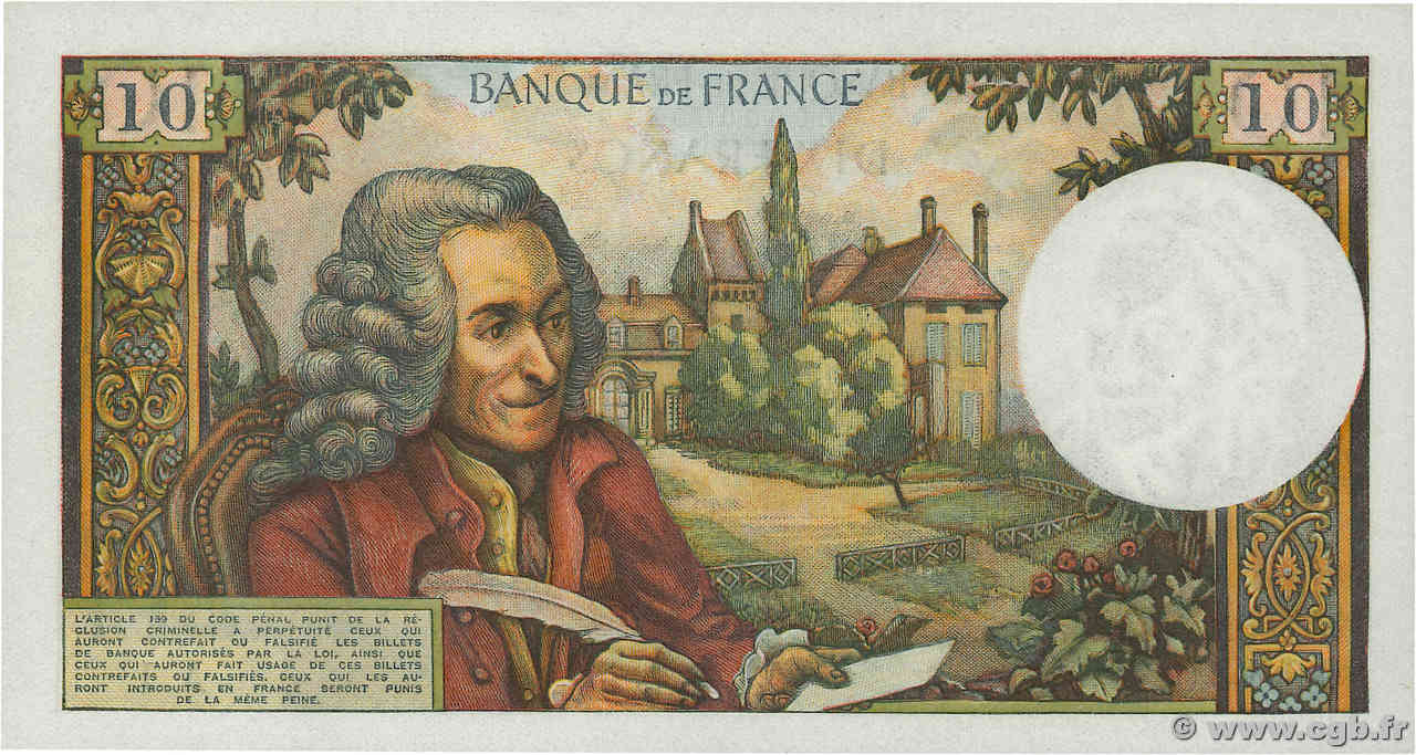 10 Francs VOLTAIRE Petit numéro FRANCE 1963 F.62.01A1 526592 Billets