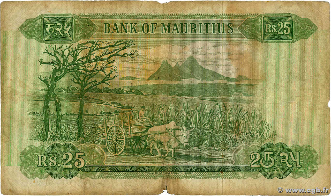 25 Rupees ÎLE MAURICE 1967 P.32b 528331 Billets