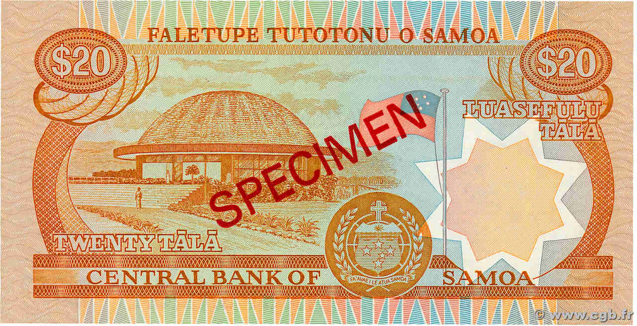 20 Tala Spécimen SAMOA 2002 P.35as 532557 Billets