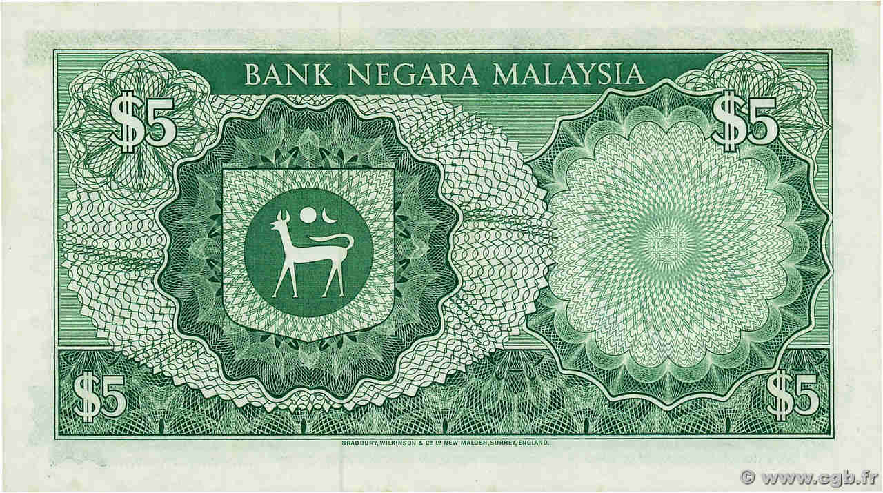 5 Ringitt MALAYSIA 1967 P.02 534156 Banknotes