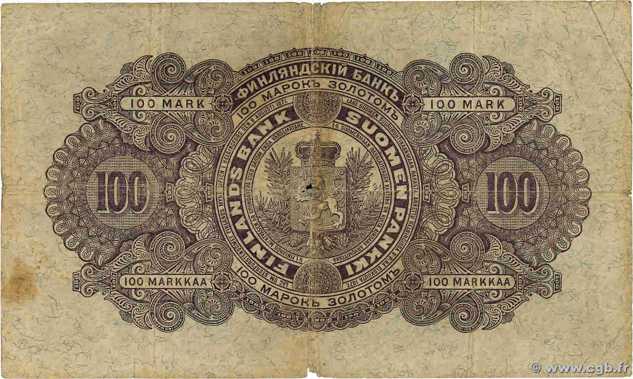 100 Markkaa FINLAND 1898 P.007 535361 Banknotes