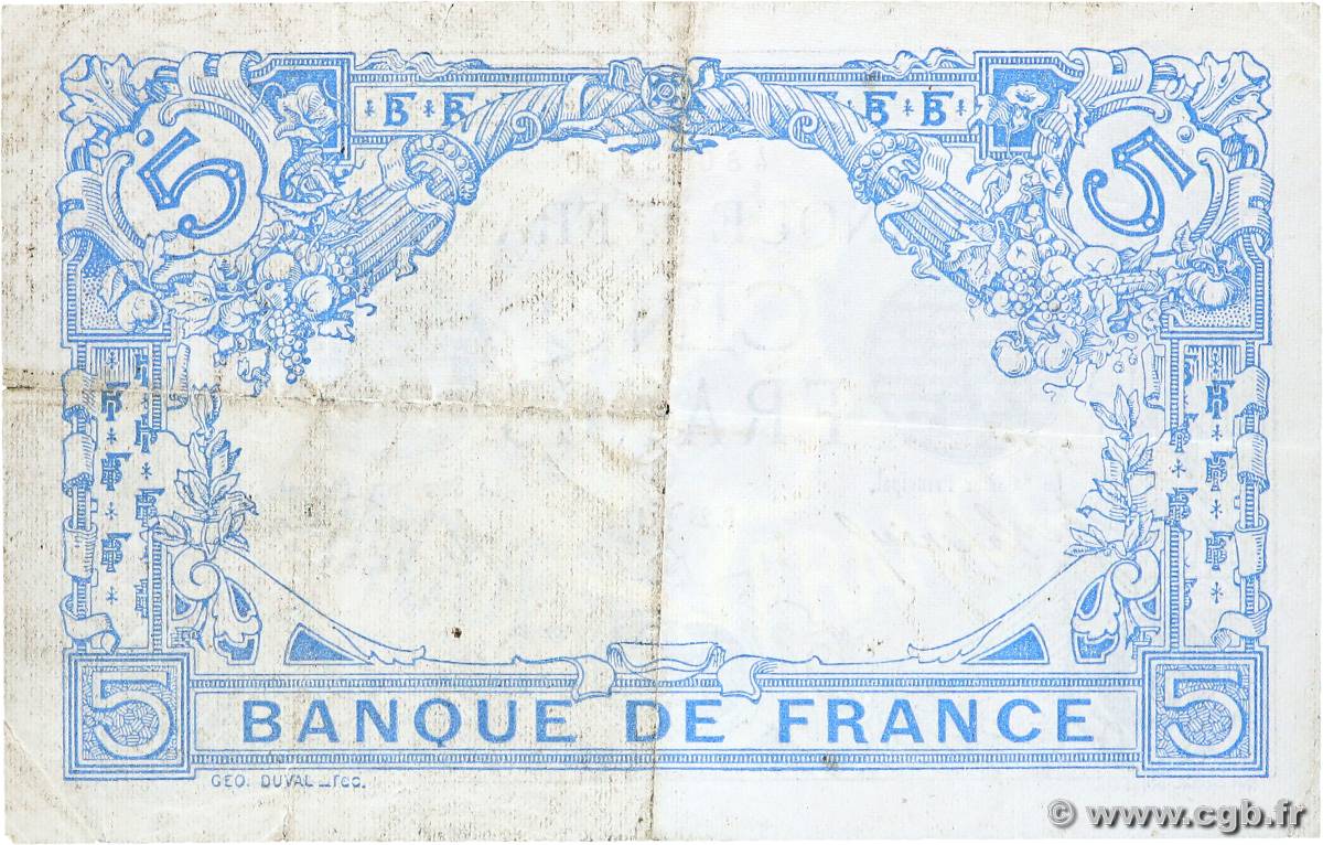 5 Francs BLEU FRANCE 1913 F.02.15 537476 Billets