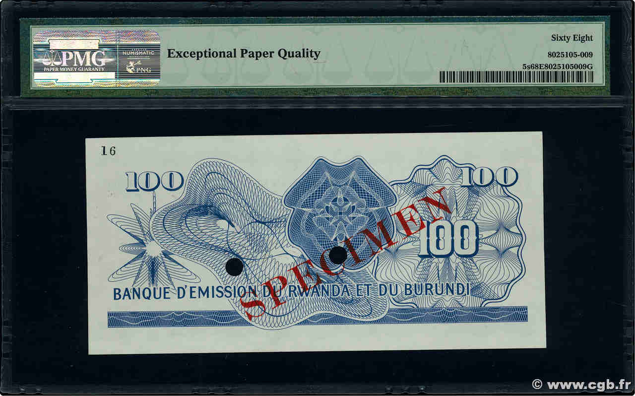 100 Francs Spécimen RWANDA BURUNDI 1960 P.05s 539063 Banknotes